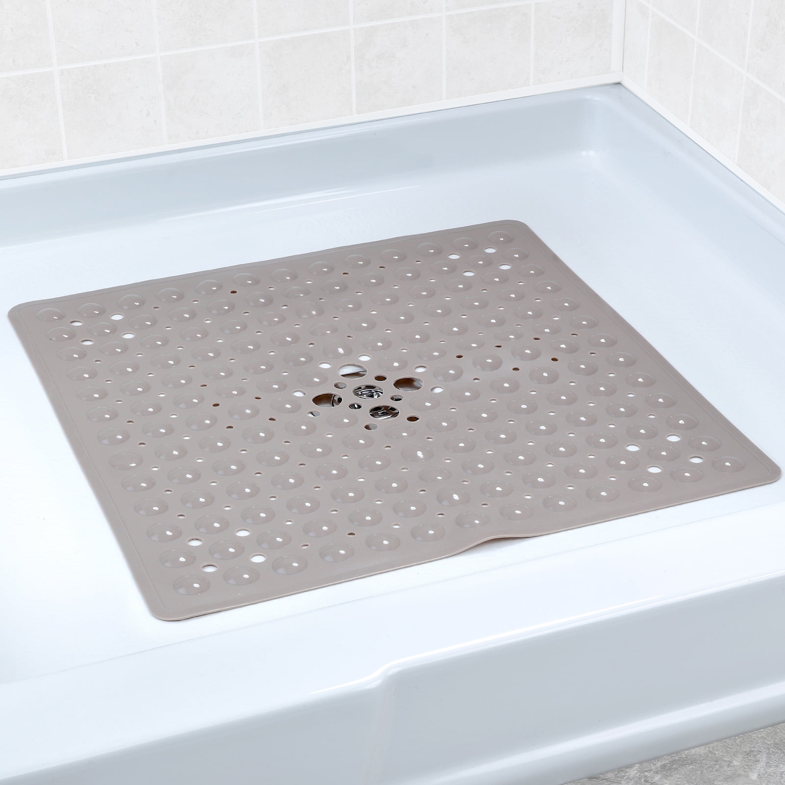 SlipX Solutions 21x21 Square Shower Stall Mat with Non-Slip Grip ...