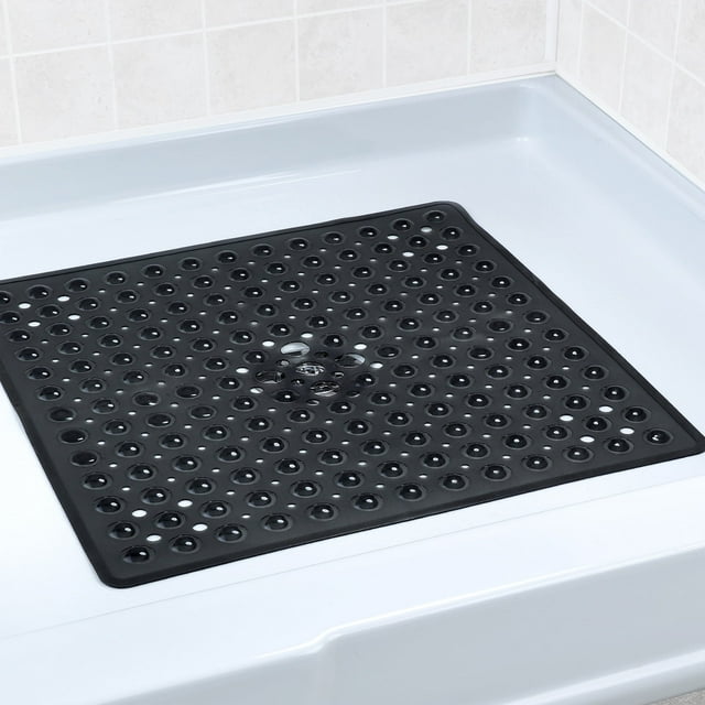 SlipX Solutions Non-Slip PVC Bathtub Mat with Drain Hole, 21 x 21 ...