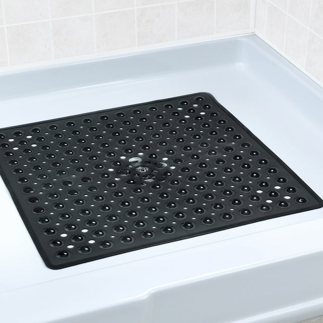 SlipX Solutions Non-Slip PVC Bathtub Mat with Drain Hole, 21 x 21 ...