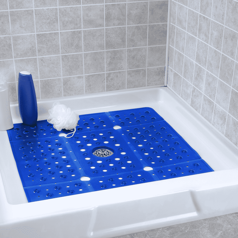 SlipX Solutions Non Slip Extra Large 27 x 27 Square Shower Mat for Bathroom in Solid Navy Walmart
