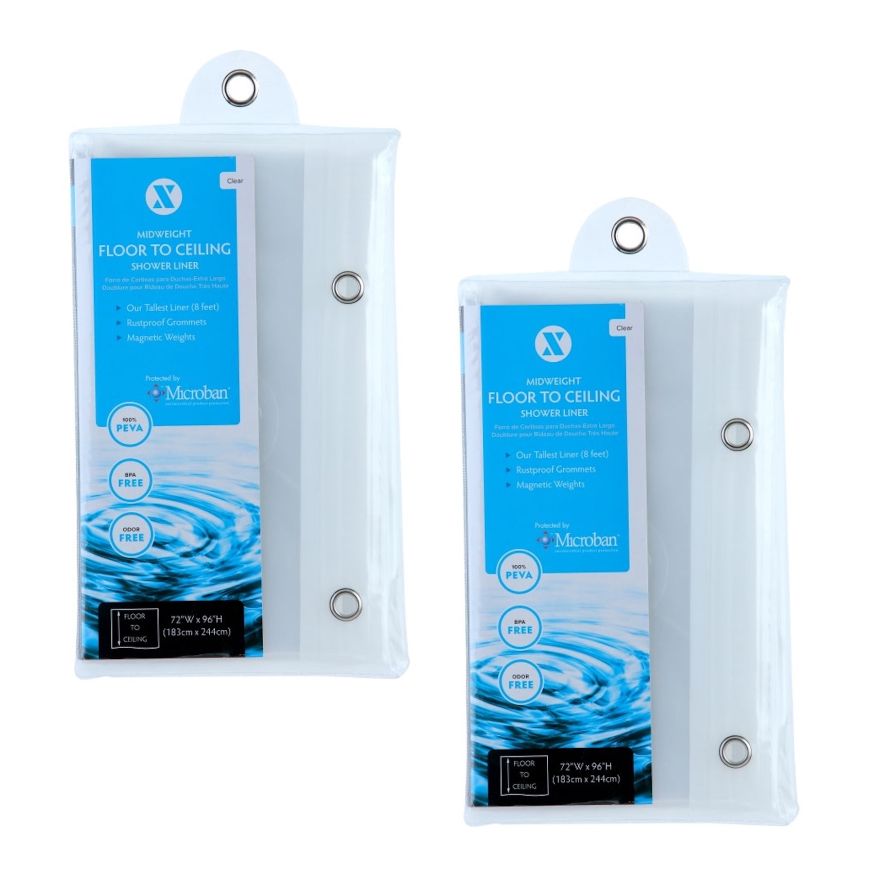 SlipX Solutions Clear PEVA Shower Liners, 96"L x 72"W - 2 Pack ...