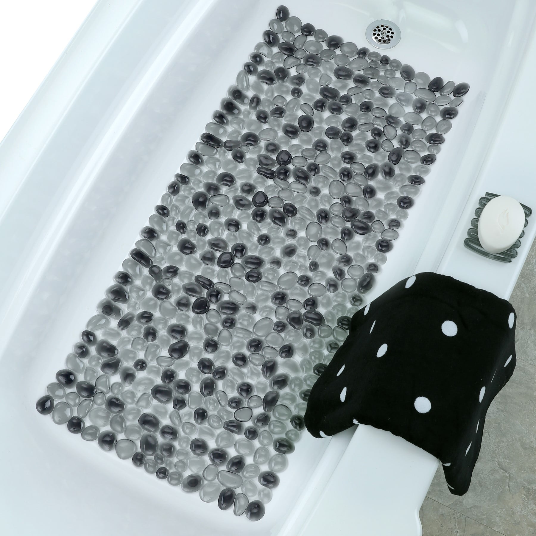 "SlipX Solutions Extra Long Pebble Bath Mat for Full Tub, Non-Slip ...