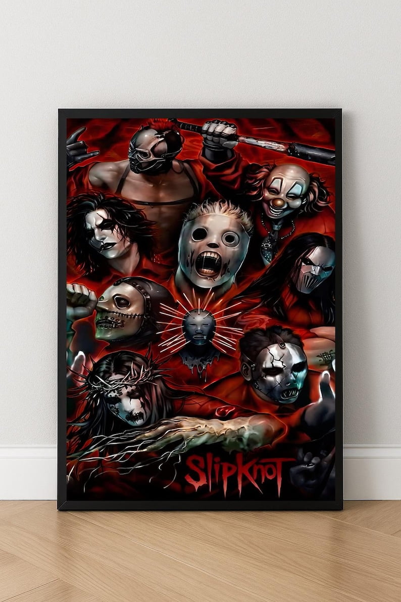 Slipknot Band Poster, Hand-drawn Rock Music Wall Art, Modern Artwork ...