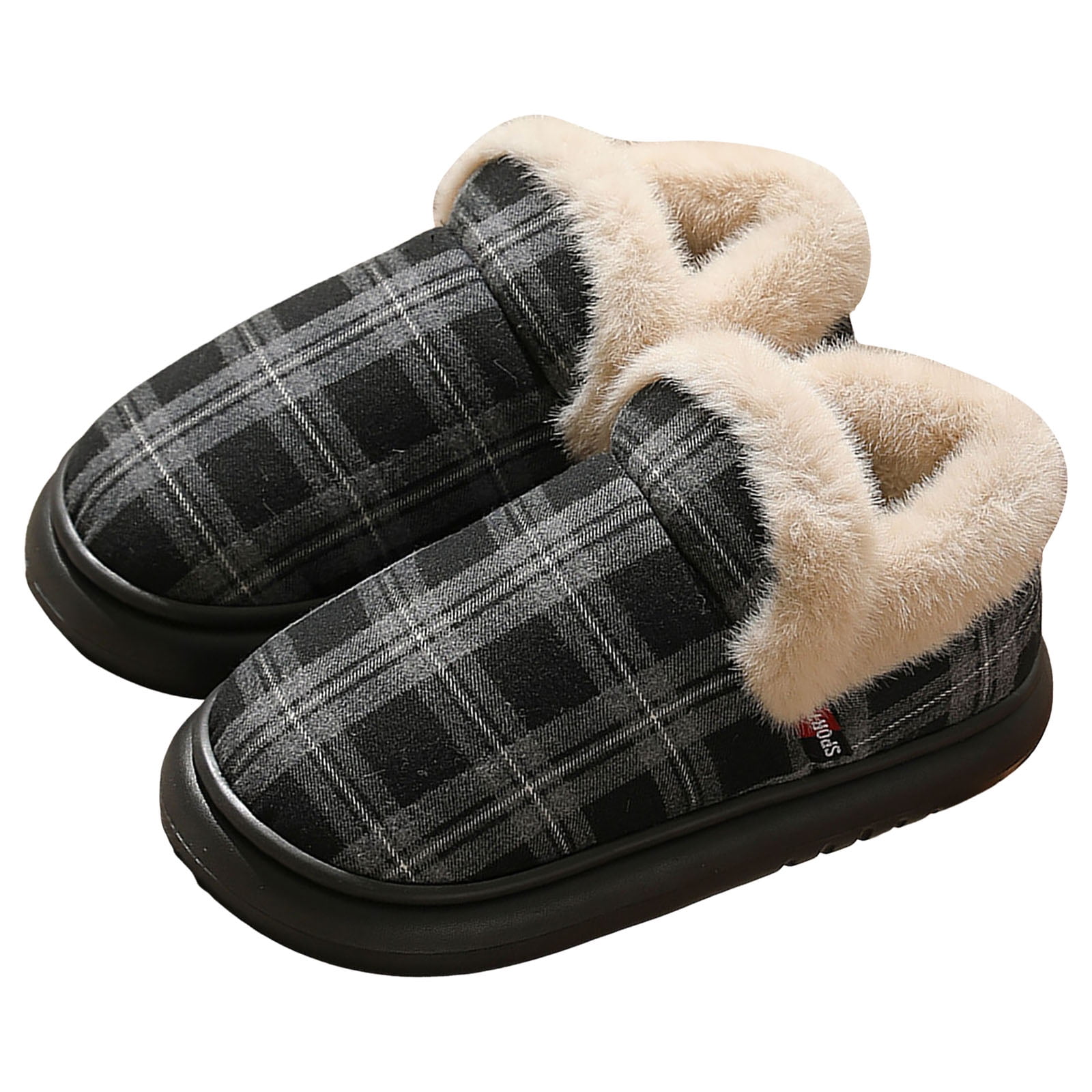 Slipper Boots for Women Casual Plaid Plush Platform House Shoes ...