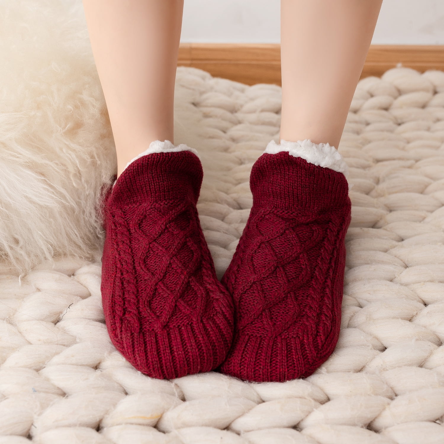 Slipper Socks for Men with Grippers, Mens Fuzzy Thermal Winter Cozy ...