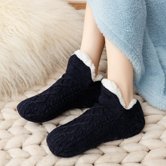 Slipper Socks for Men with Grippers, Mens Fuzzy Thermal Winter Cozy ...