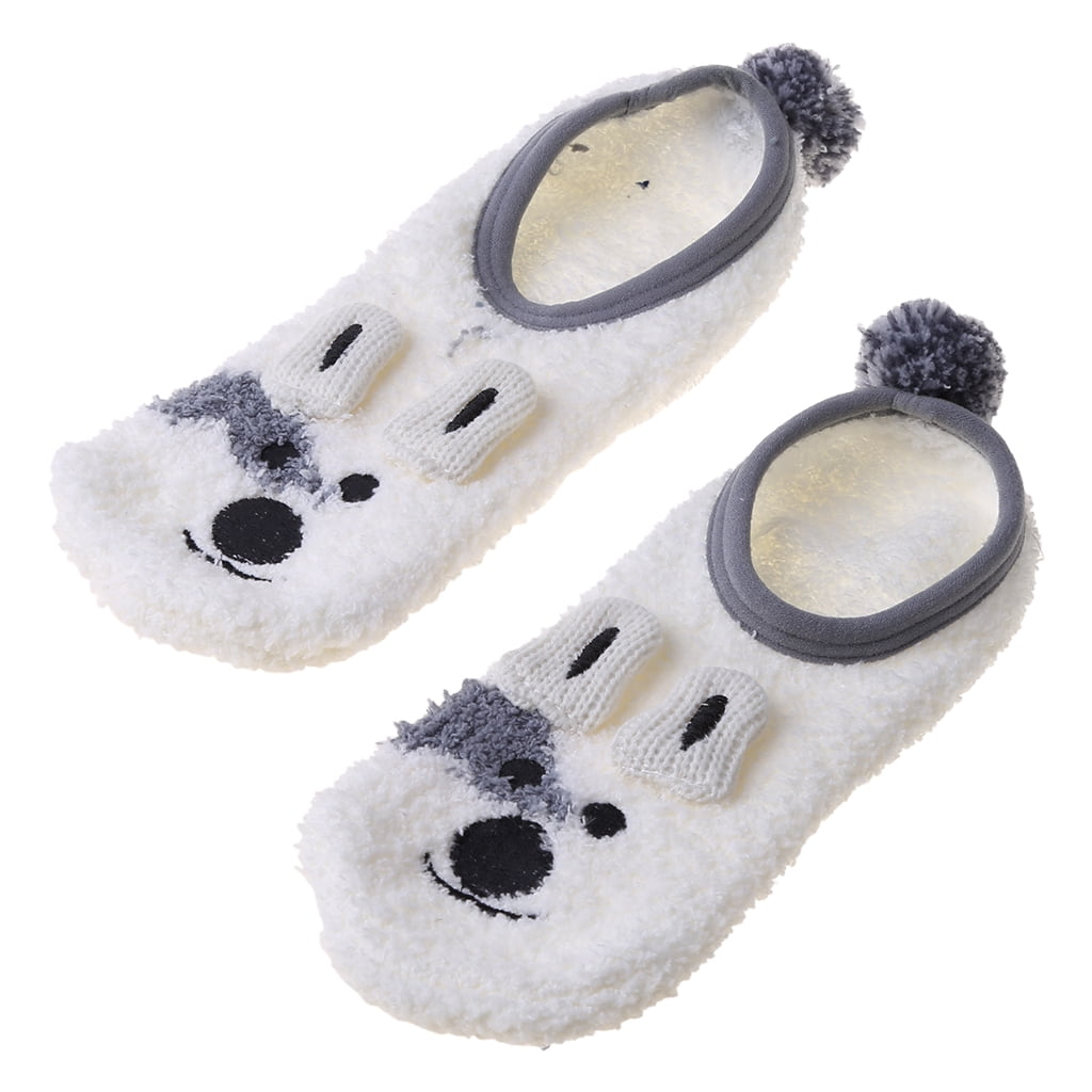 Slipper Socks for Women Ladies Animal Warm Slipper Socks Coral Fleece ...