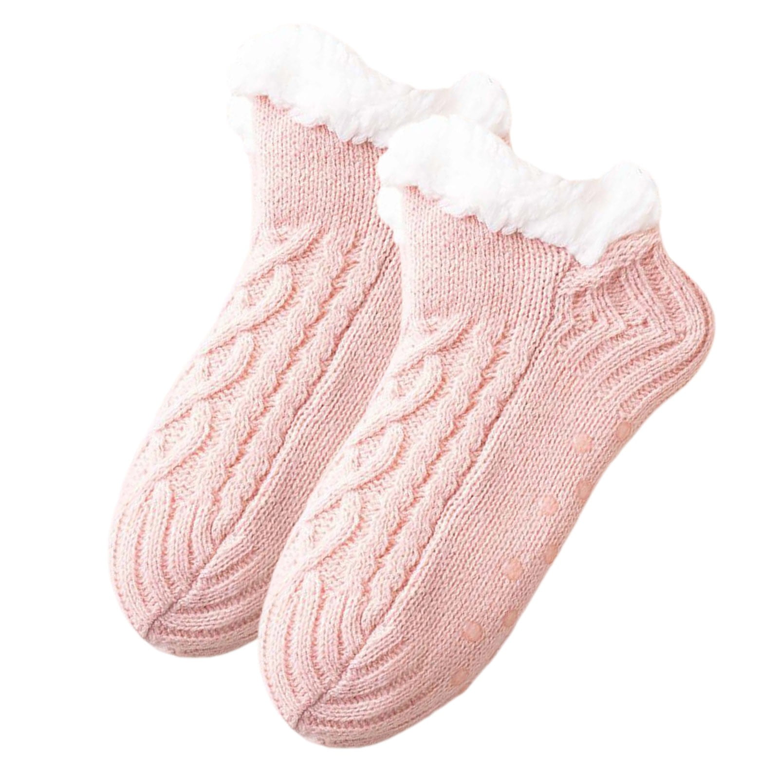 Slipper Socks for Women Warm Winter Cozy Fuzzy -Lined Socks Thick ...