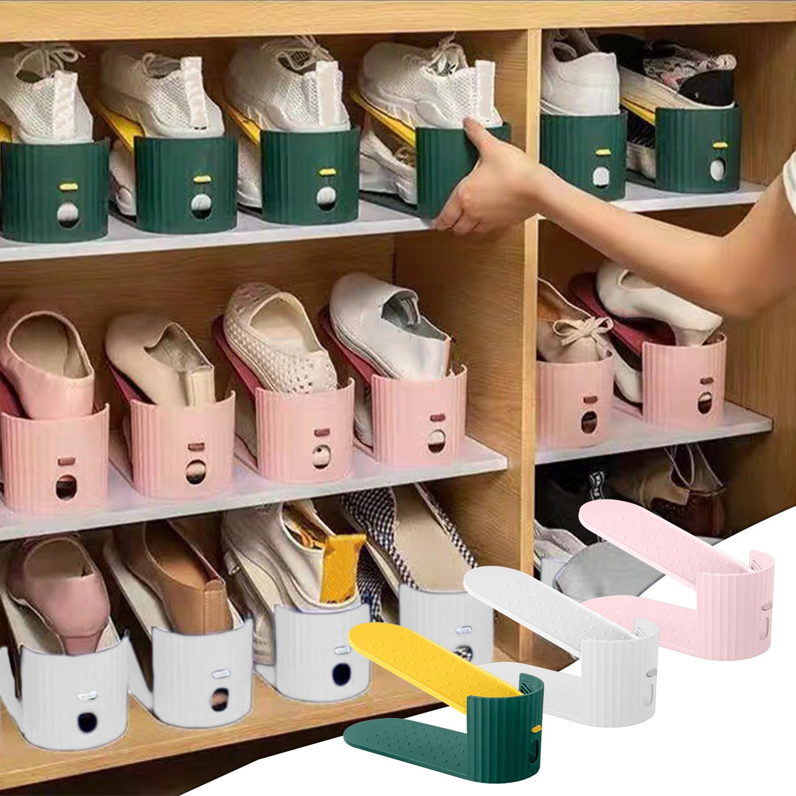 Slipper Storage Rack, Folding Shelf Organizer, Double Layer Adjustable ...