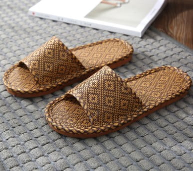 Slippers Flip Flops,Bamboo Slippers Retro Sandals Indoor House Slip ...