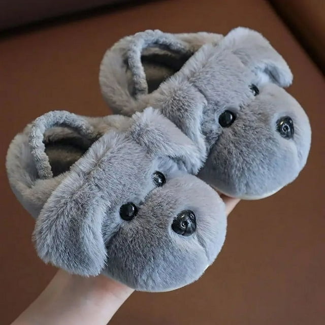 Slippers Home Shoes Children Plush Warm Cartoon Dogs Kids Slippers ...