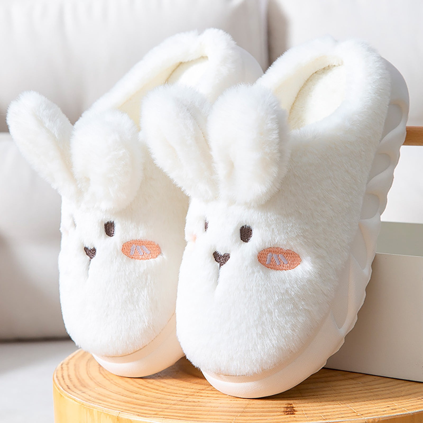 Slippers Women Clearance Flat cute Plush Indoor Slippers Warm Cozy Soft ...