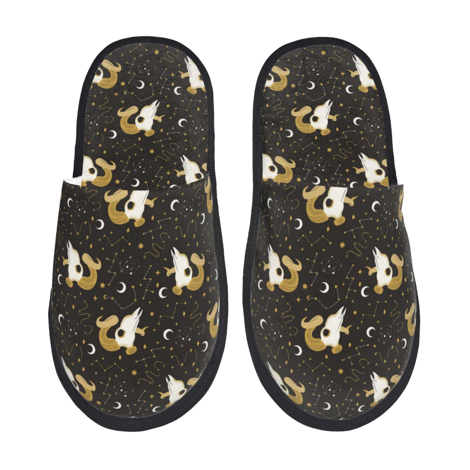Slippers for Women Men, Bohemian Cool Goat Skull Warm Womens Mens House ...