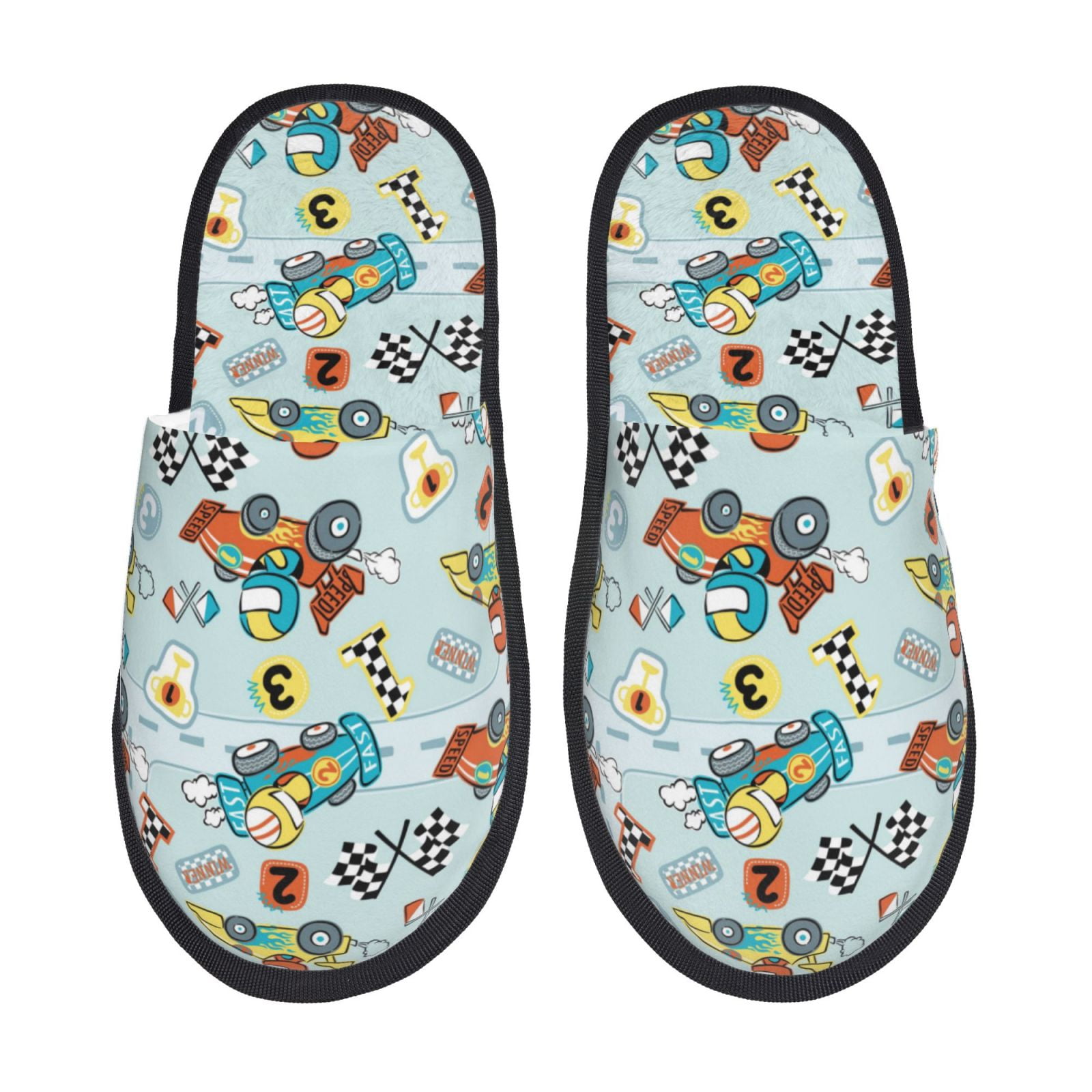 Slippers for Women Men, Cartoon Car Racing Warm Womens Mens House Shoes ...