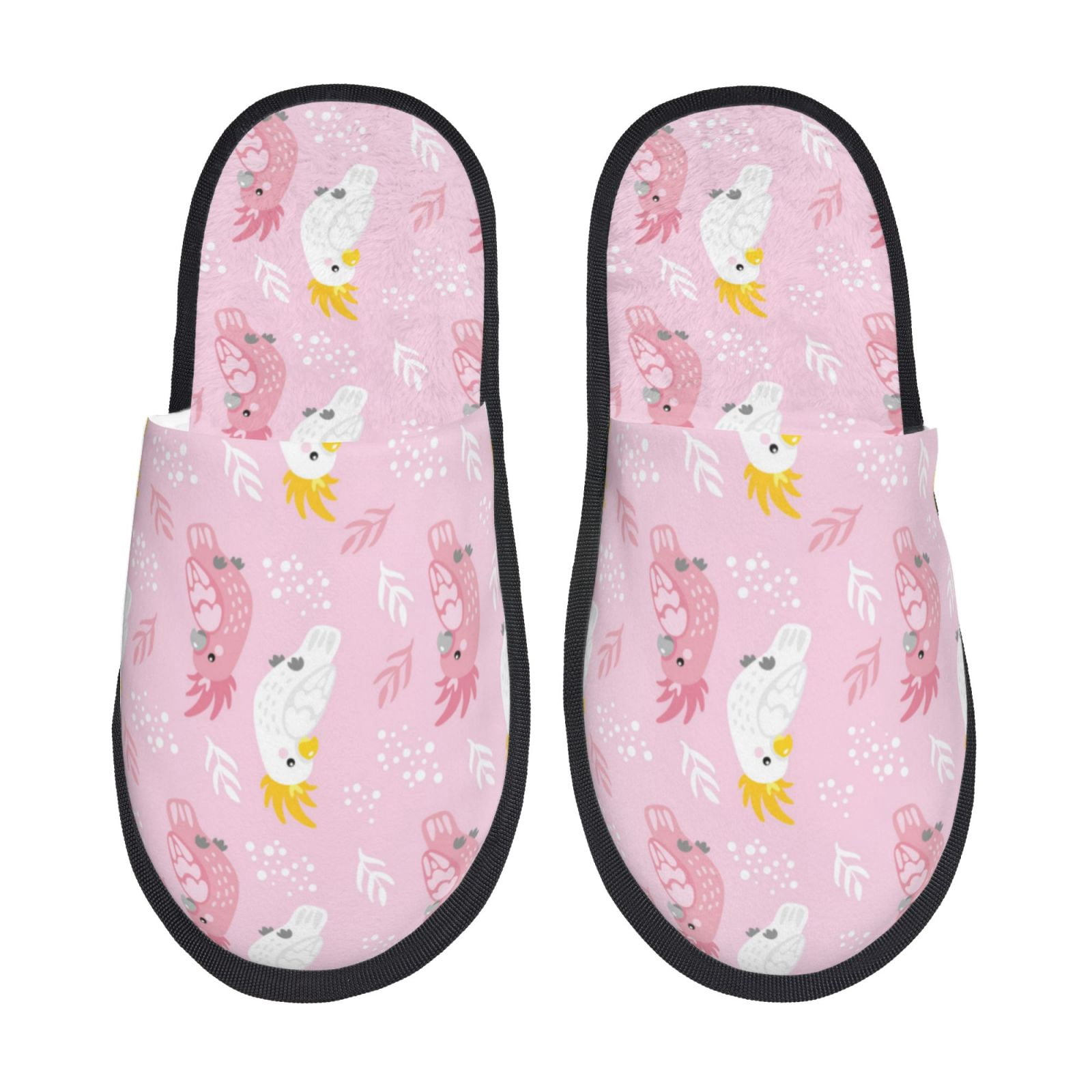 Slippers for Women Men, Cartoon Cockatoo Cute Parrot Pink Warm Womens ...