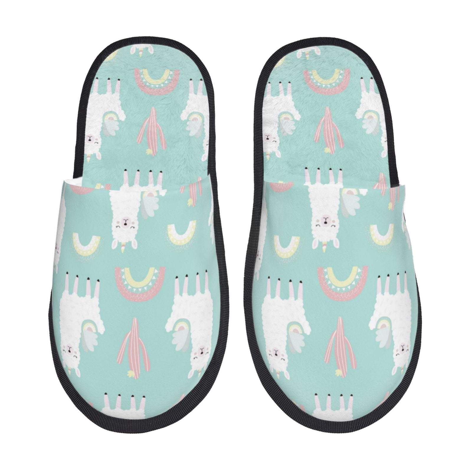 Slippers for Women Men, Cartoon Cute Alpaca Rainbow Cactus Warm Womens ...