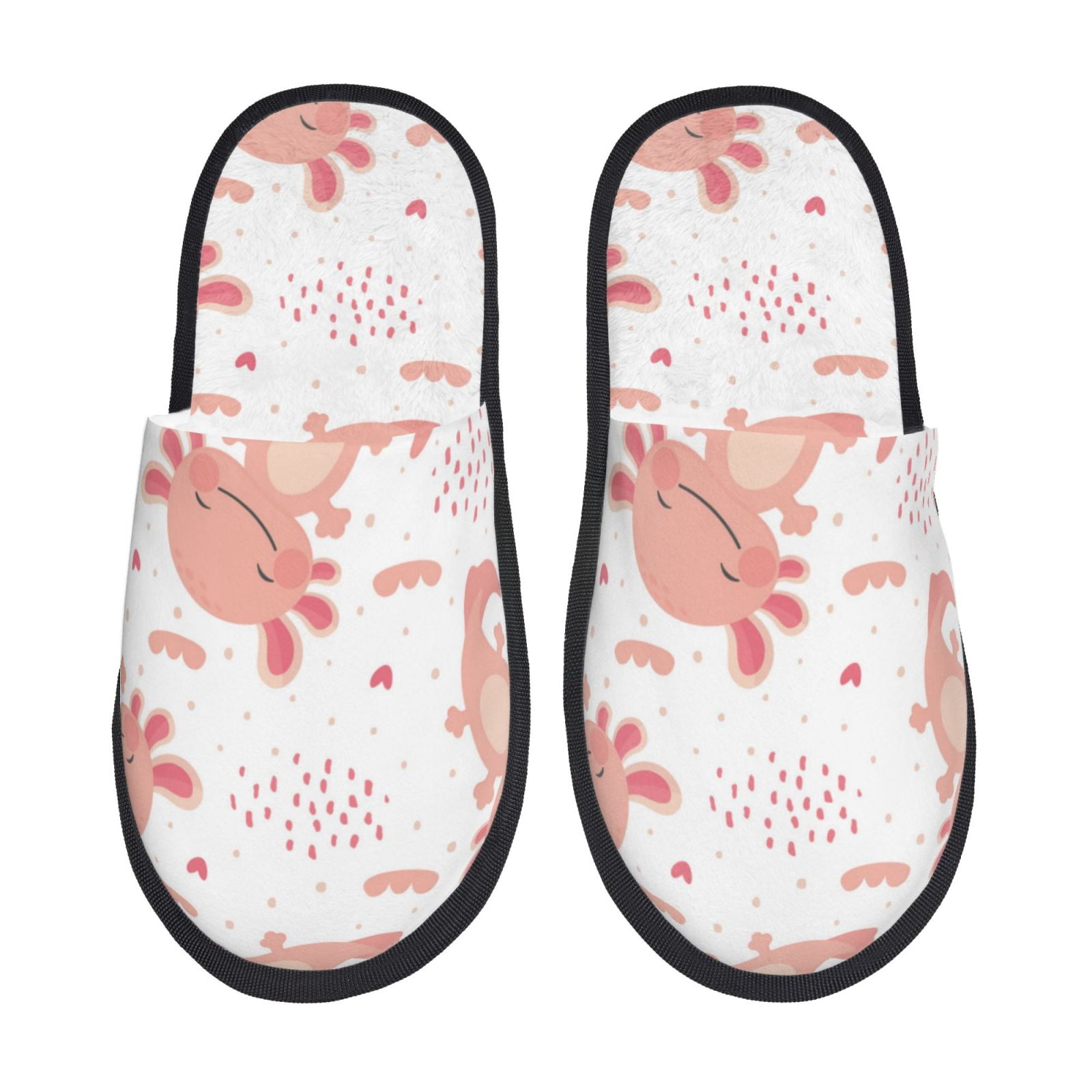 Slippers for Women Men, Cartoon Cute Axolotl White Warm Womens Mens ...