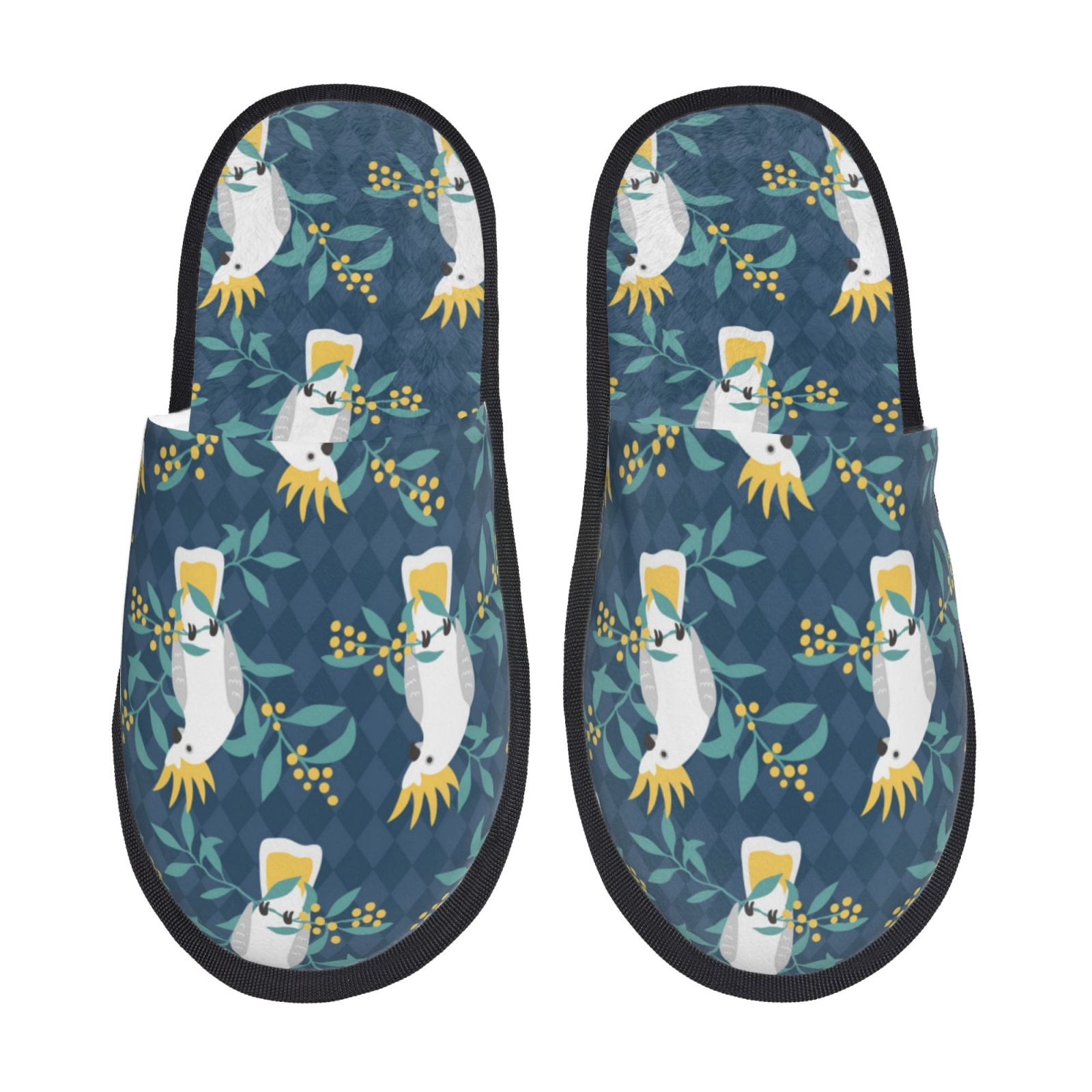 Slippers for Women Men, Cartoon Cute Cockatoo Plant Warm Womens Mens ...