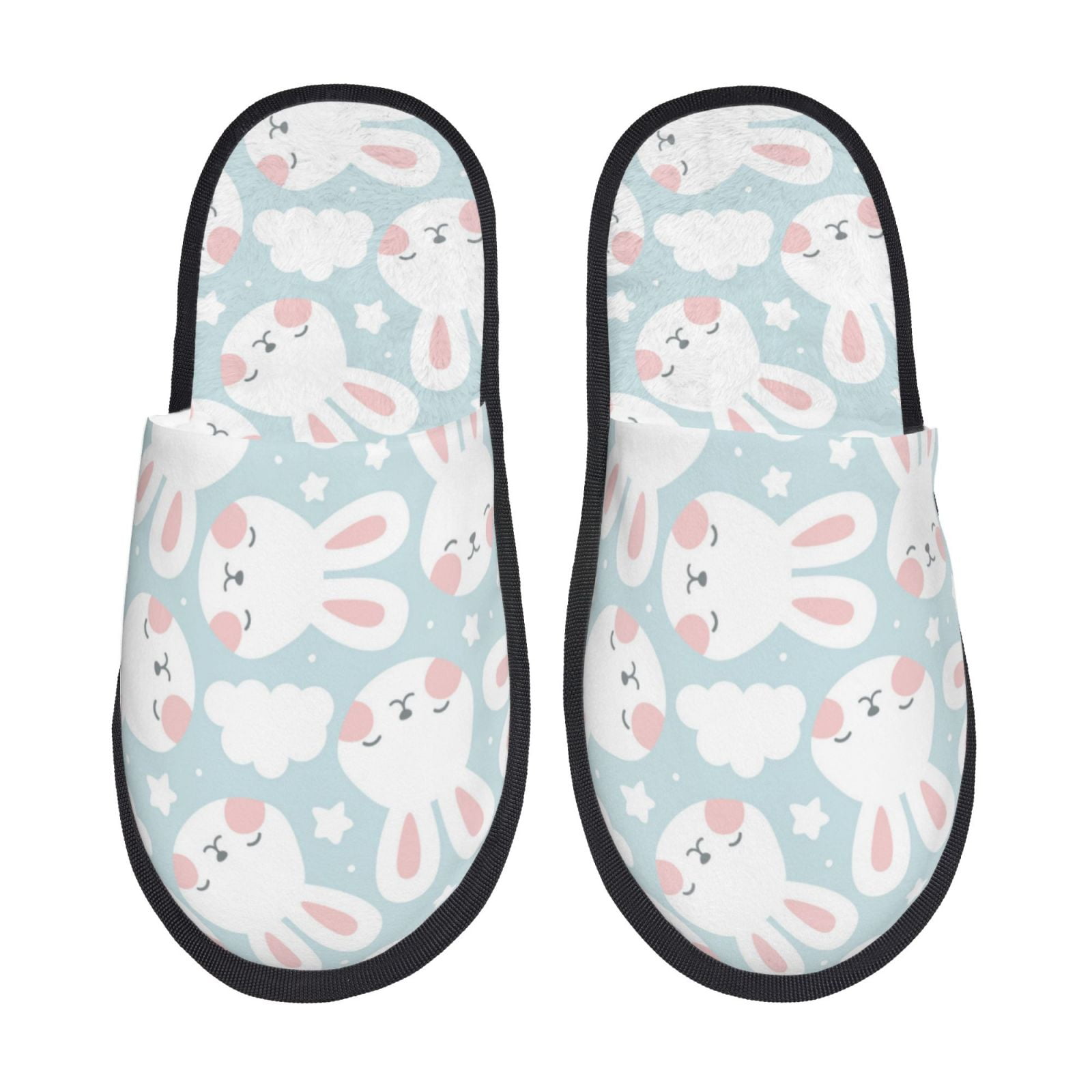 Slippers for Women Men, Cartoon Cute Rabbit Face Stars Warm Womens Mens ...