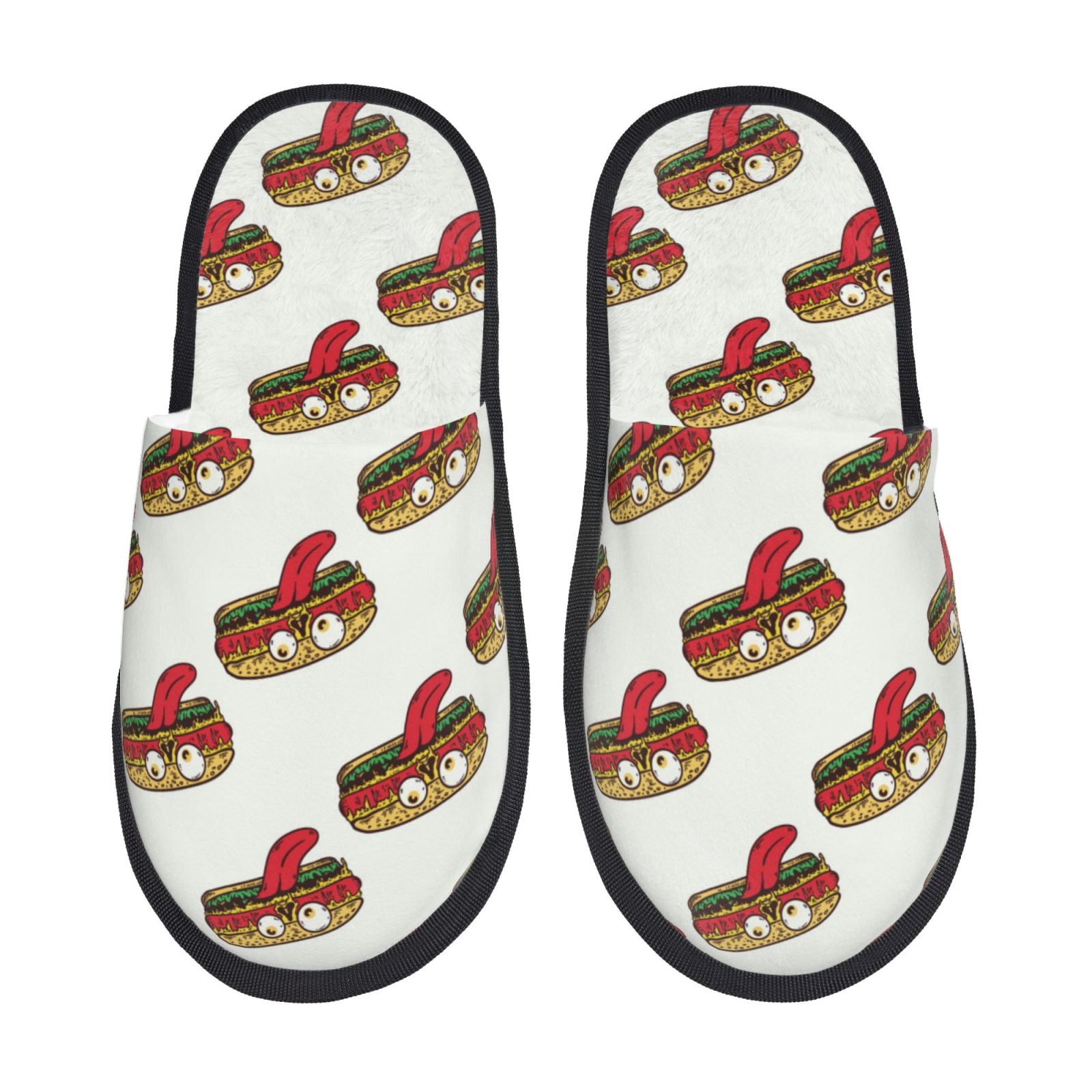 Slippers for Women Men, Cartoon Hot Dog Print Funny Warm Womens Mens ...