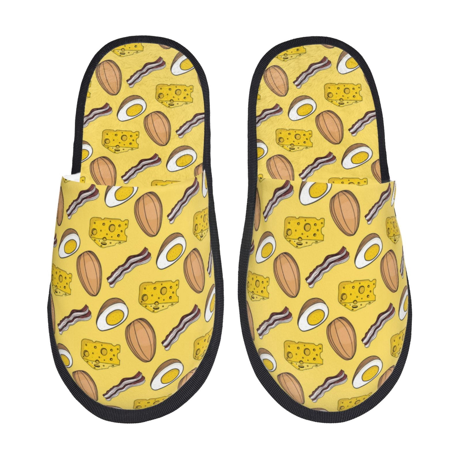 Slippers for Women Men, Cheese Egg Bacon Print Yellow Warm Womens Mens ...