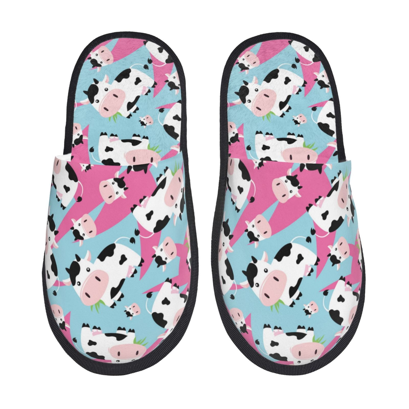 Slippers for Women Men, Classic Funny Cute Cow Eating Grass Warm Womens ...