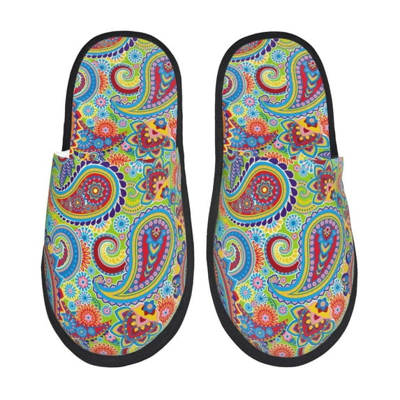 Slippers for Women Men, Colored Paisley Warm Womens Mens House Shoes ...