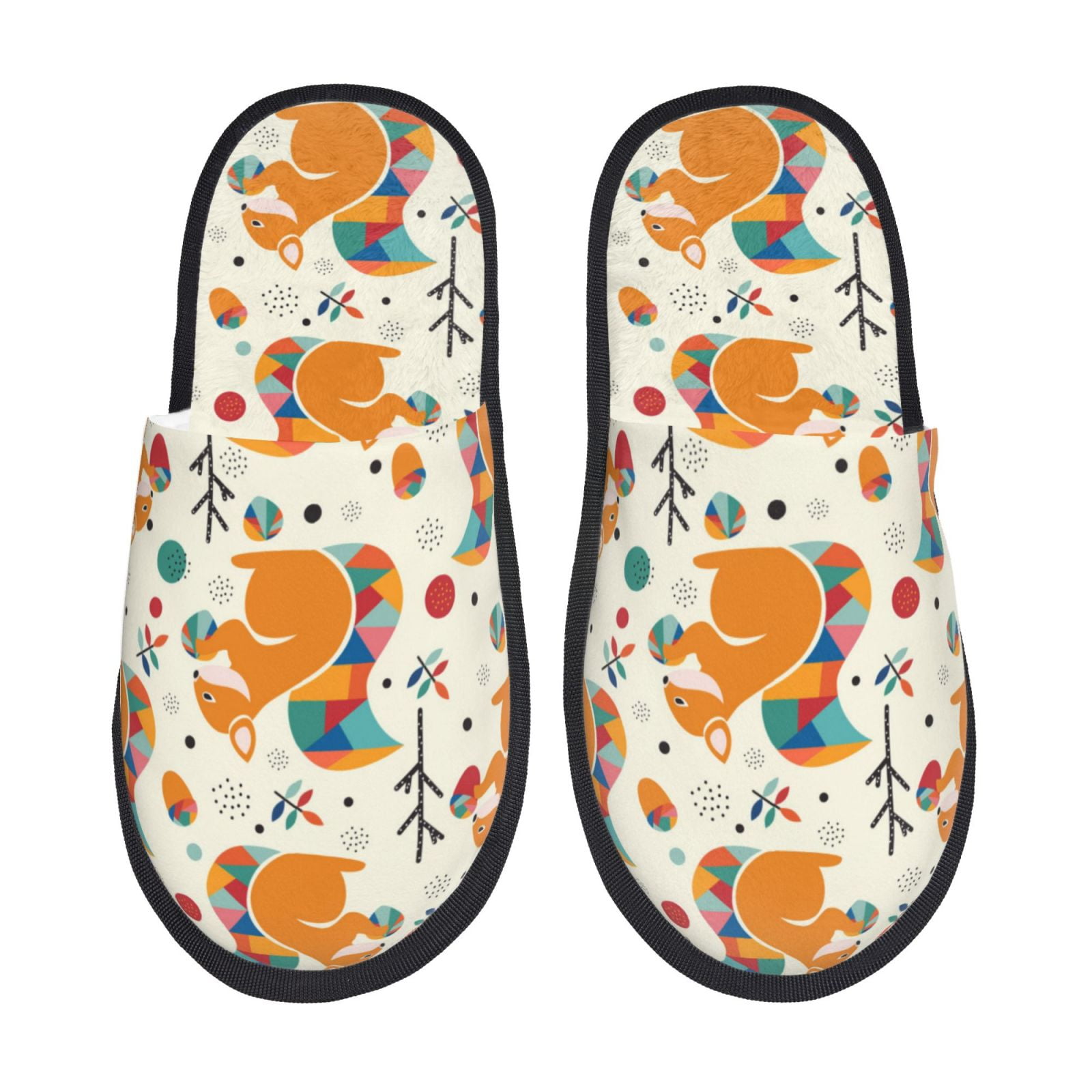 Slippers for Women Men, Colorful Cartoon Cute Squirrel Warm Womens Mens ...
