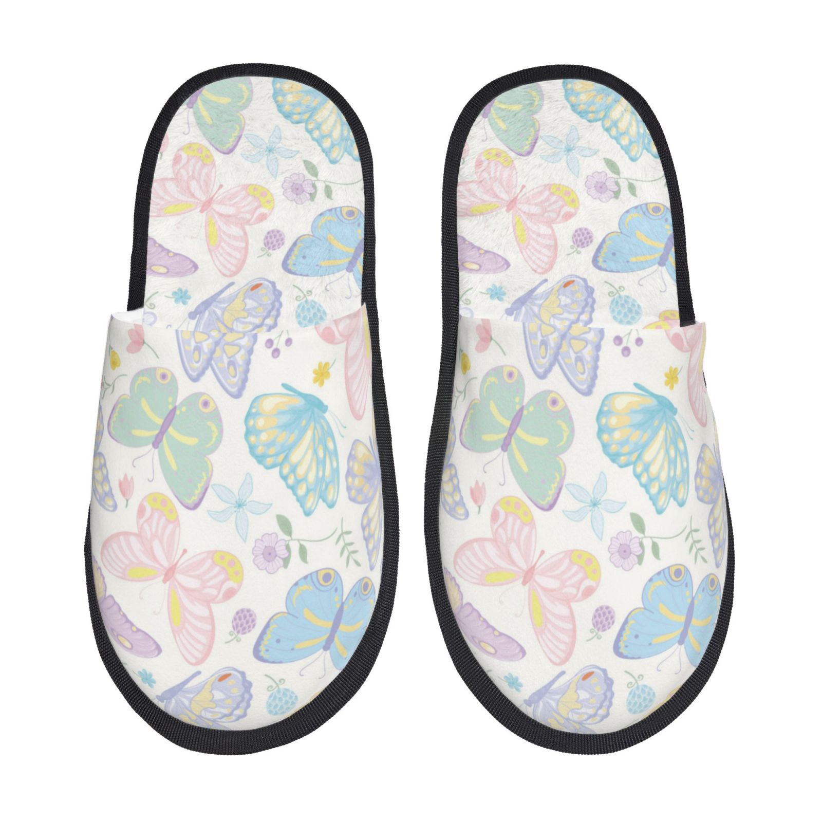 Slippers for Women Men, Colorful butterfly B Warm Womens Mens House ...