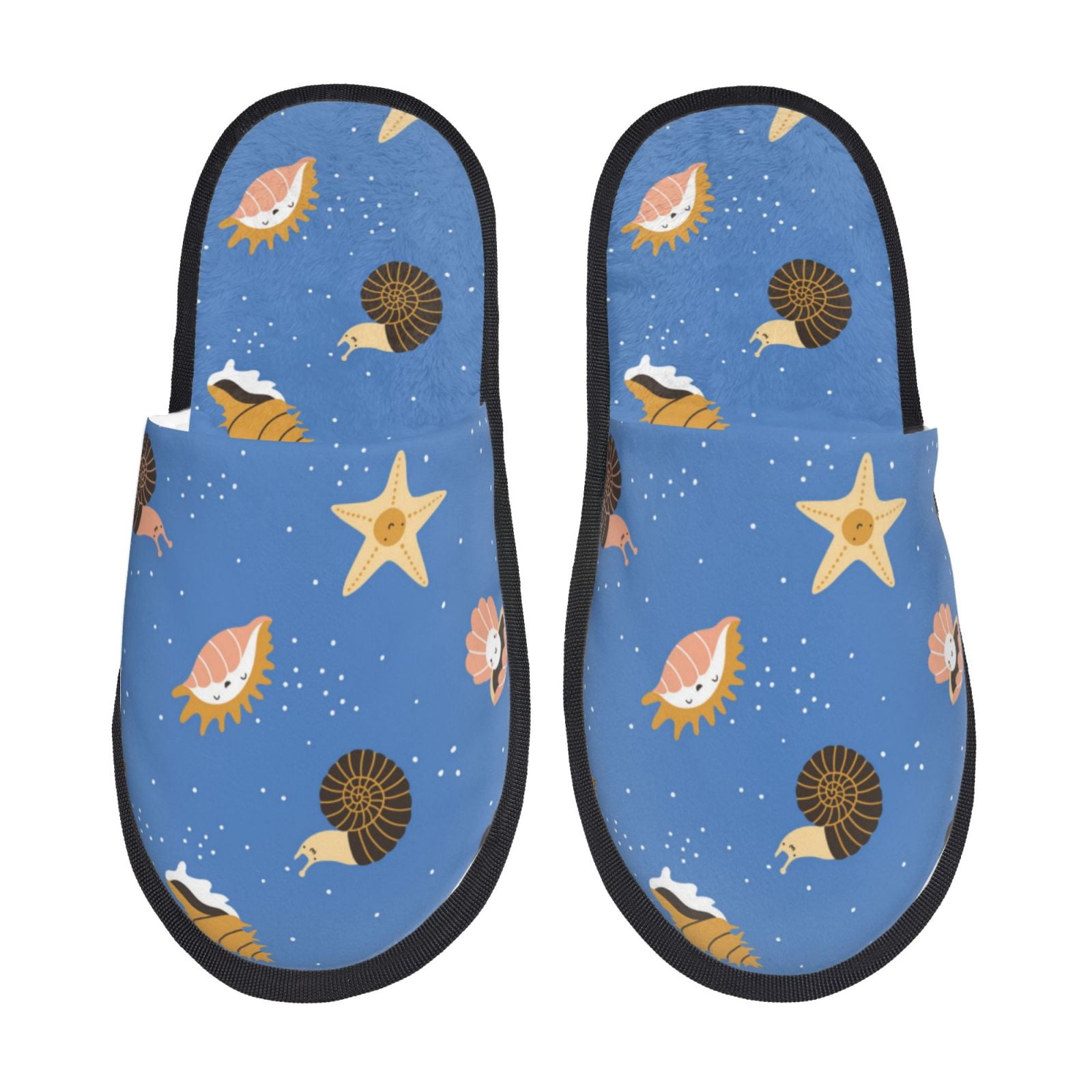 Slippers for Women Men, Conch Shell Blue Warm Womens Mens House Shoes ...