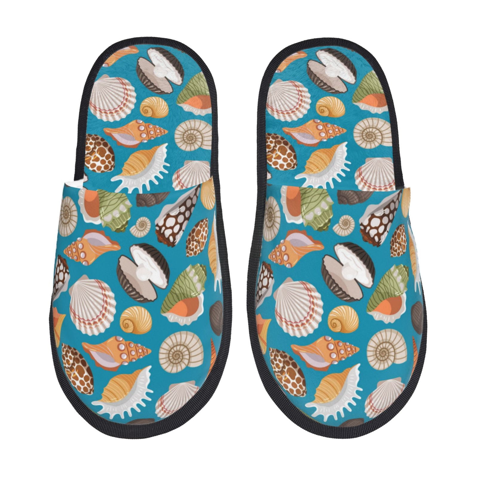 Slippers for Women Men, Conch and Shells Warm Womens Mens House Shoes ...