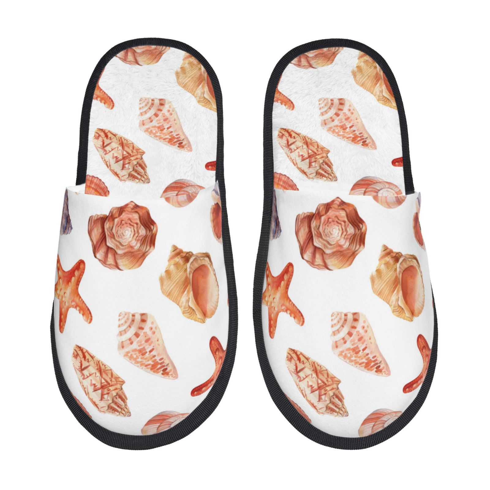 Slippers for Women Men, Conch Starfish Shells Warm Womens Mens House ...