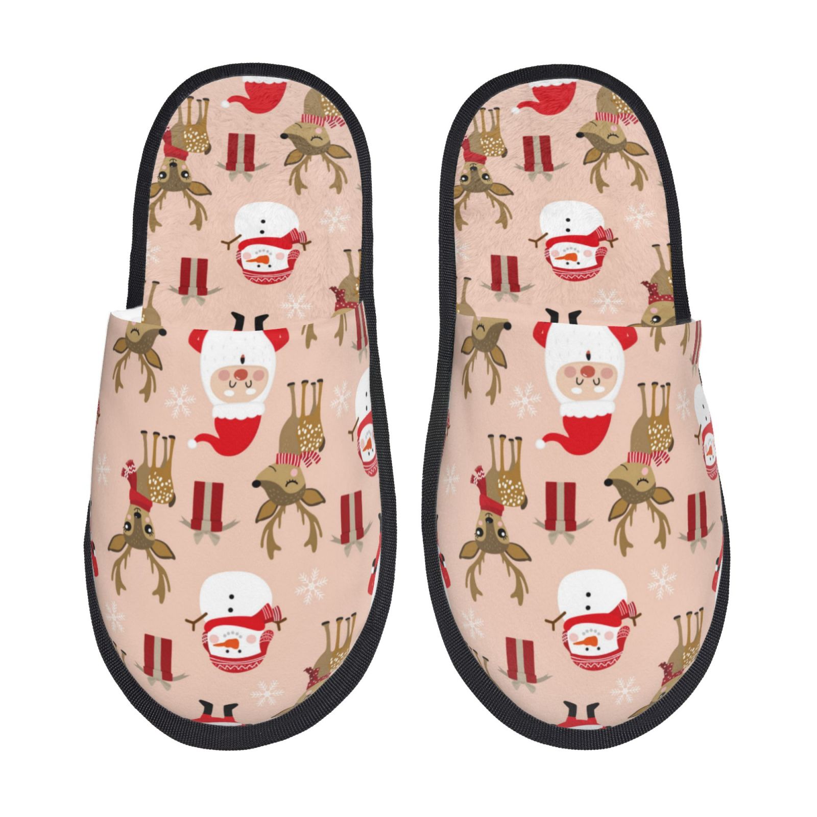 Slippers for Women Men, Cute Cartoon Elk Deer Santa Claus Warm Womens ...