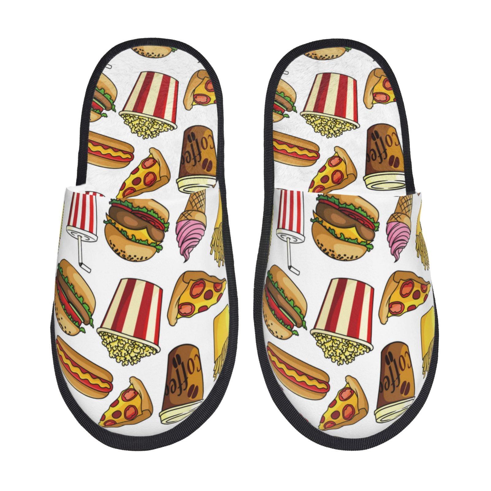 Slippers for Women Men, Cute Food Fries Pizza Drink Warm Womens Mens ...