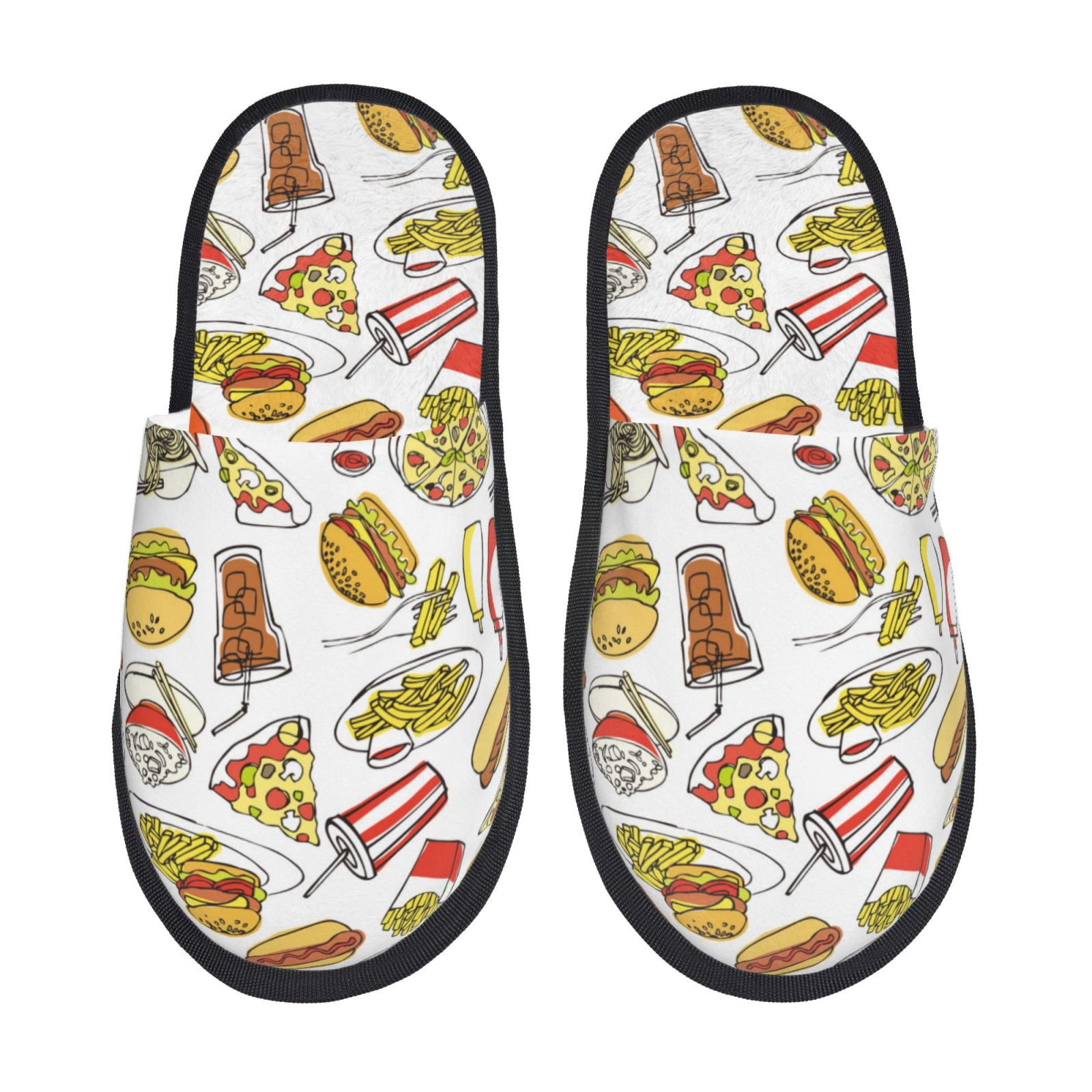 Slippers for Women Men, Cute Food Pizza Fries Warm Womens Mens House ...