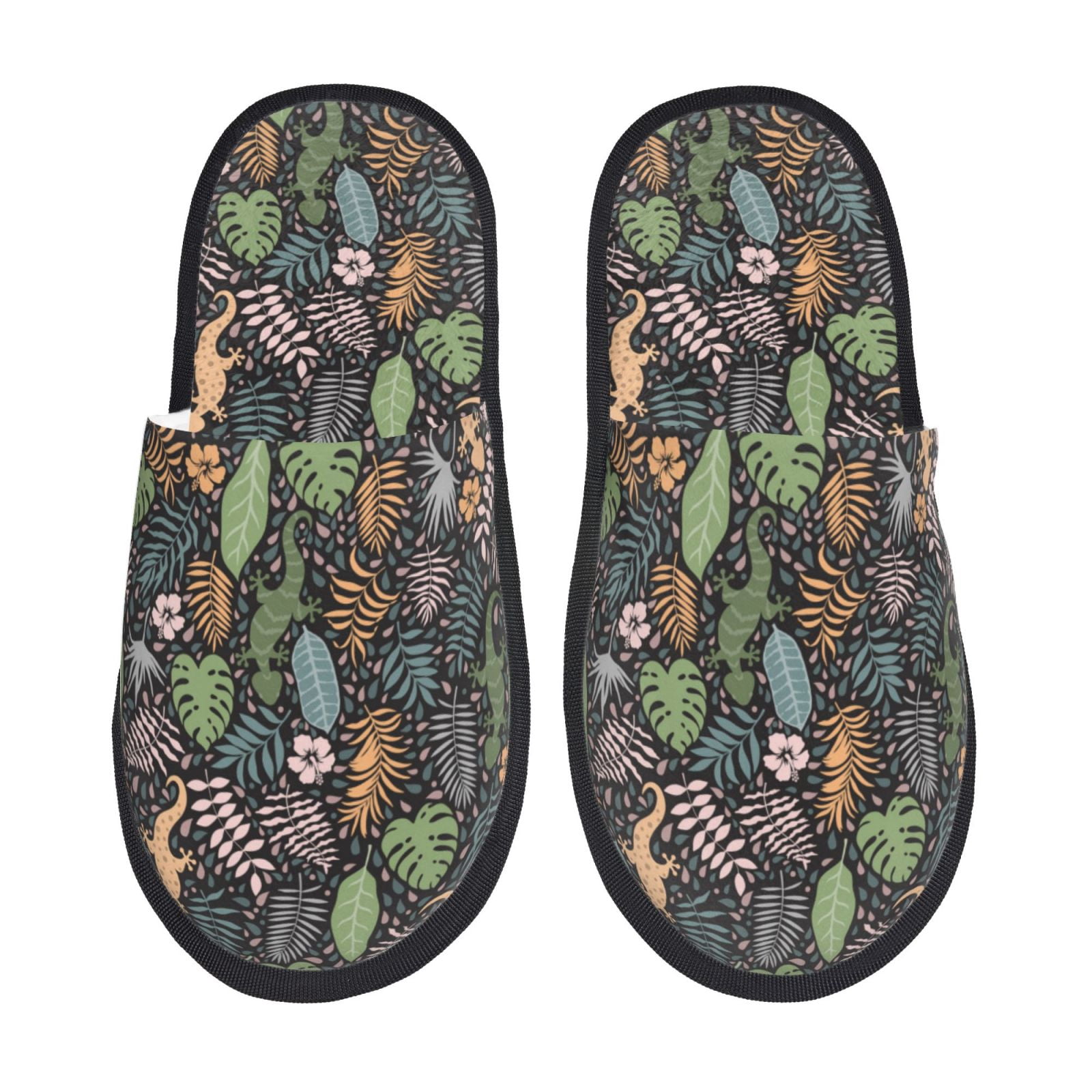 Slippers for Women Men, Cute Lizard Gecko Tropical Plant Warm Womens ...