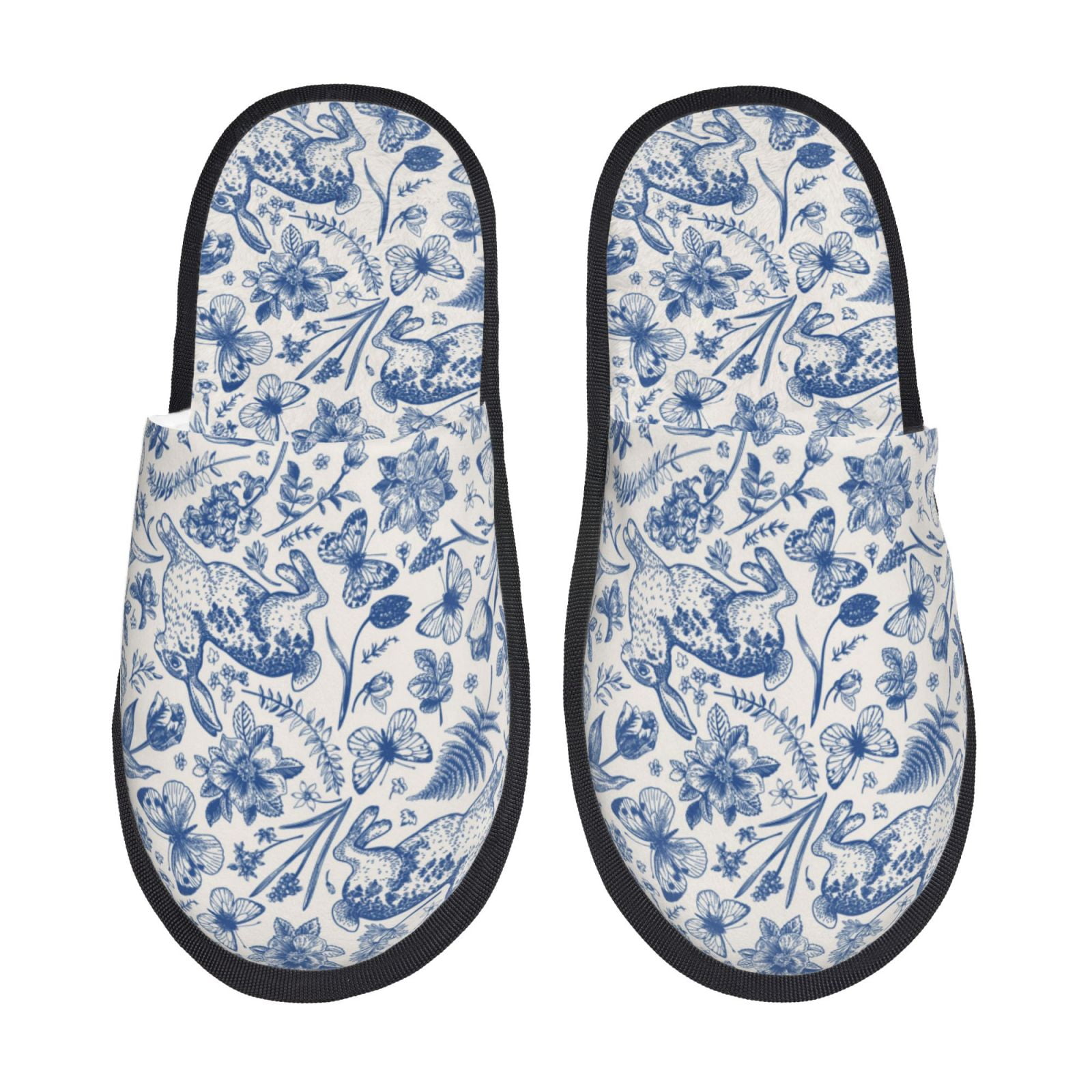 Slippers for Women Men, Cute Rabbit Flower Butterfly Rose Warm Womens ...