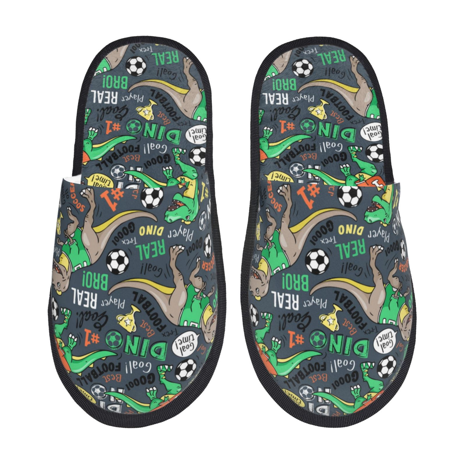 Slippers for Women Men, Dinosaur Plays Soccer Warm Womens Mens House ...