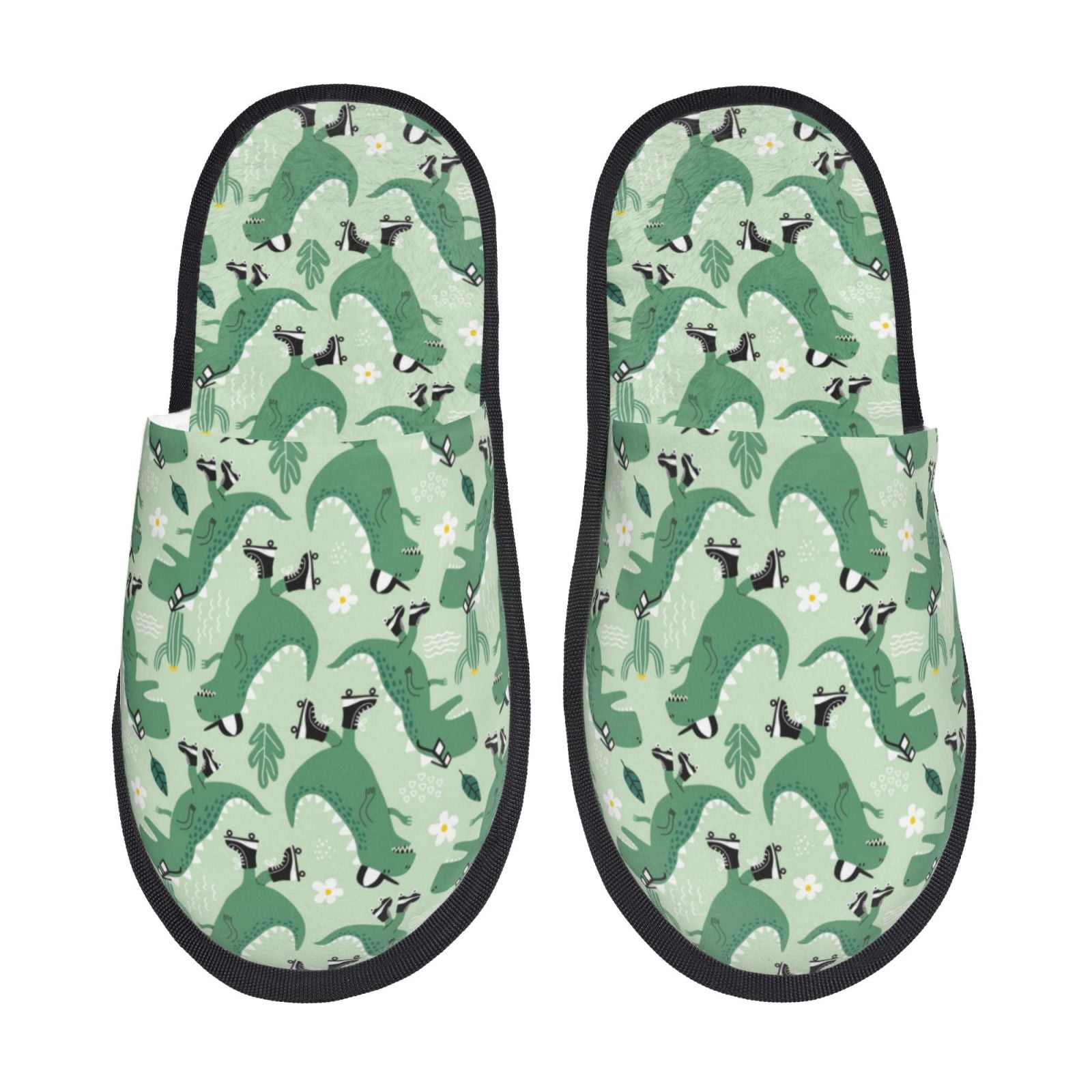 Slippers for Women Men, Dinosaurs on Roller Skater Warm Womens Mens ...