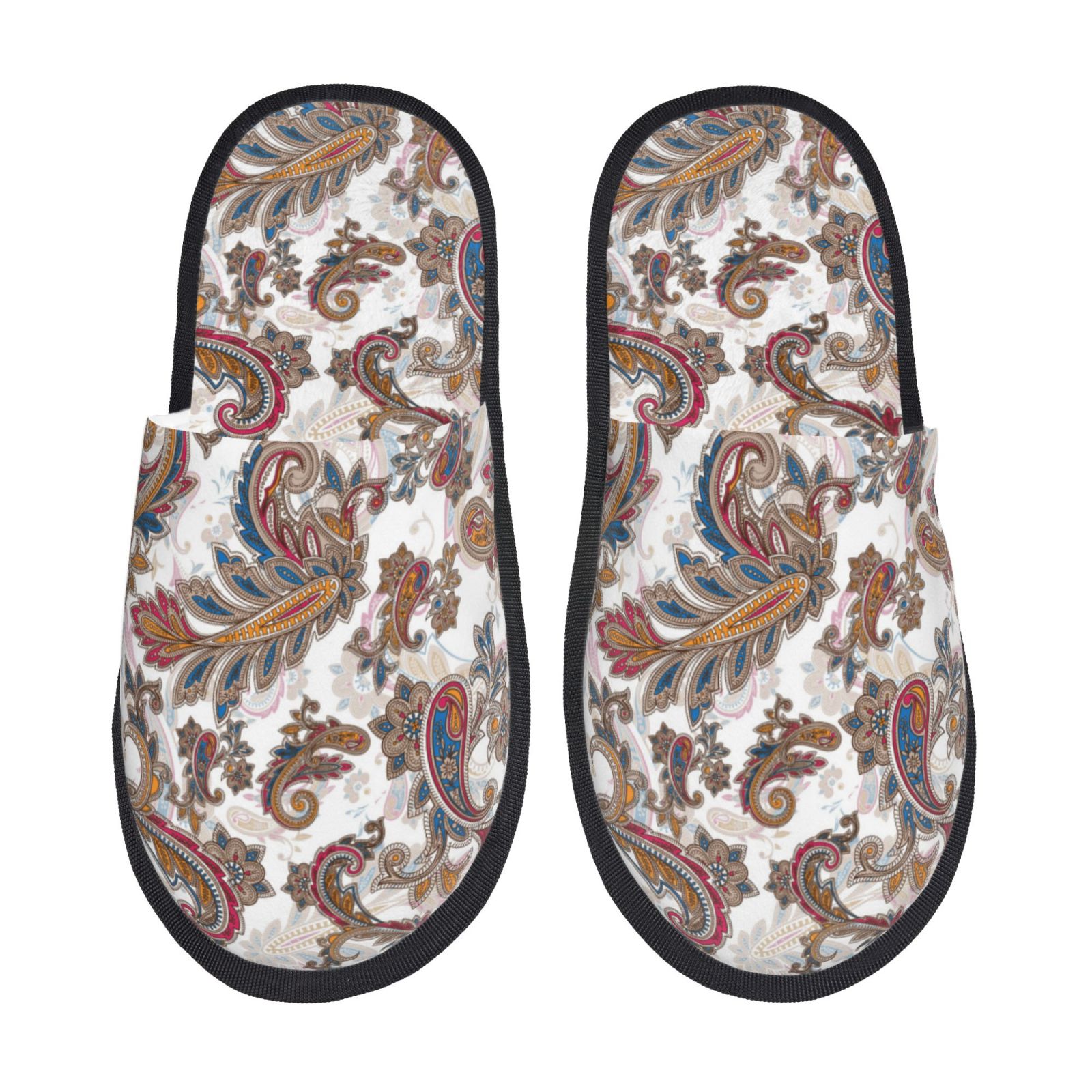 Slippers for Women Men, Exotic Floral Paisley Warm Womens Mens House ...