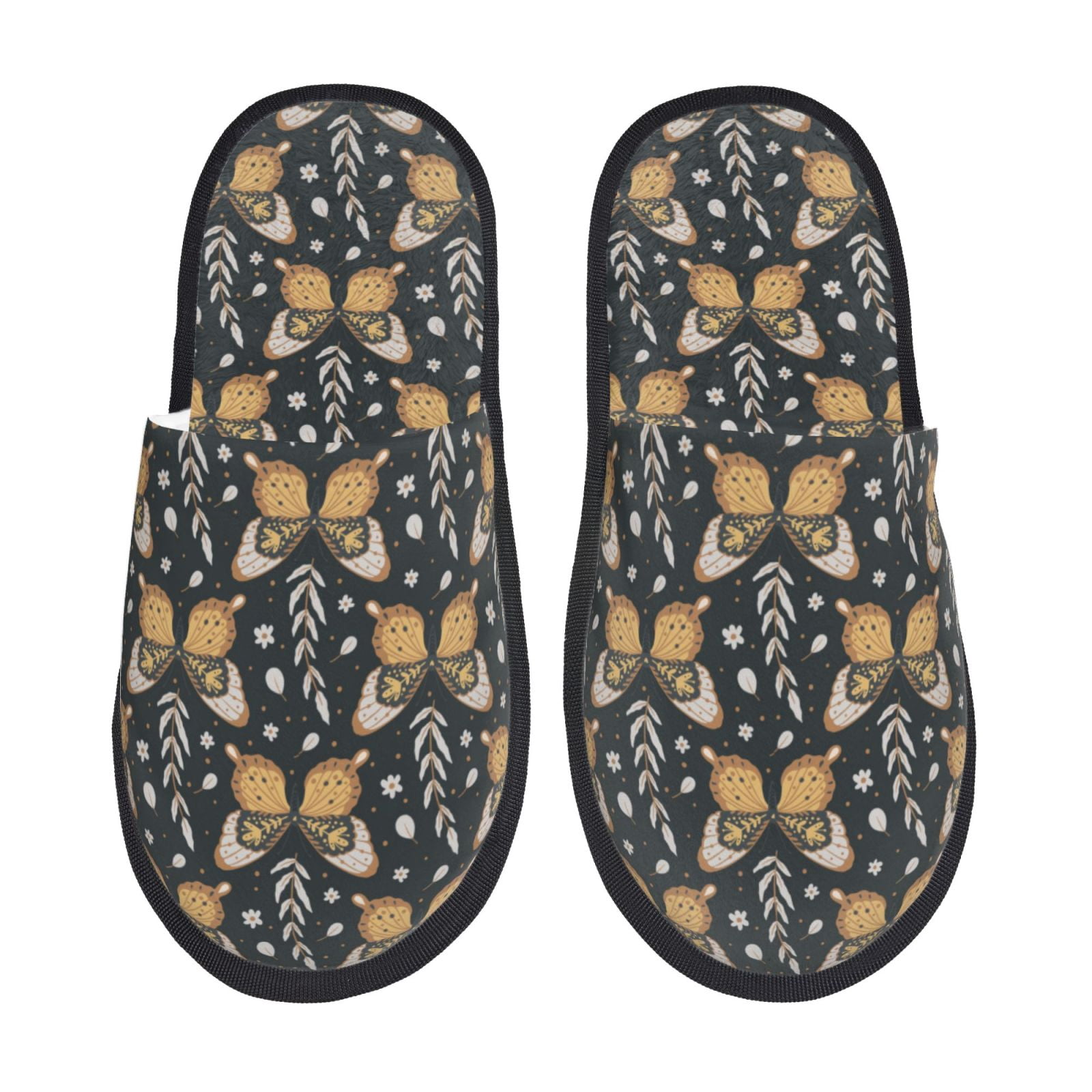Slippers for Women Men, Flower Butterfly Warm Womens Mens House Shoes ...