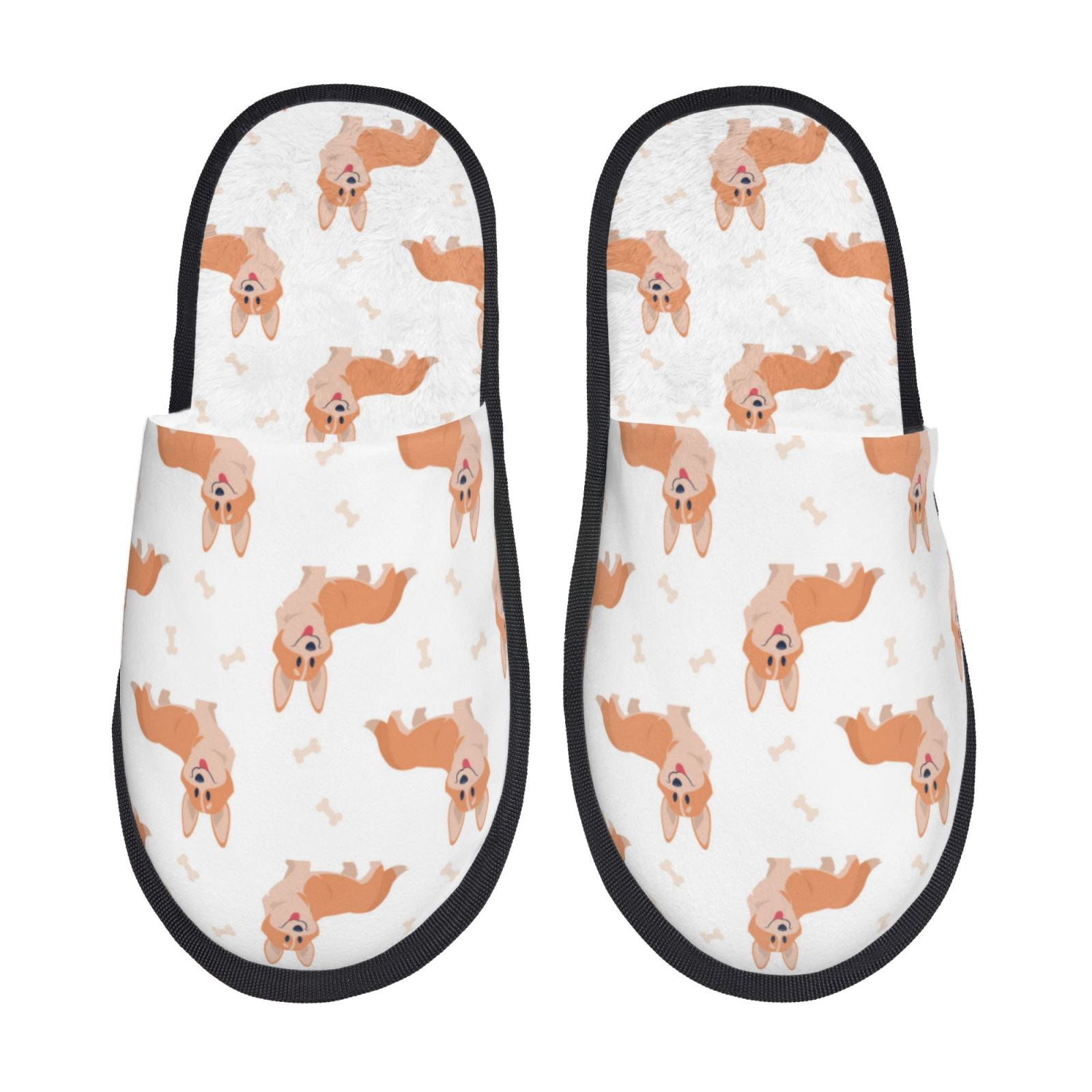 Slippers for Women Men, Funny Cute Corgi Dog Bones Warm Womens Mens ...