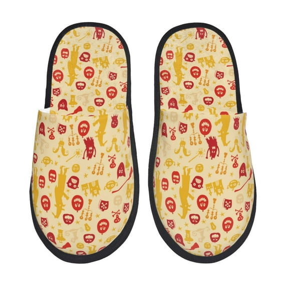 Slippers for Women Men, Halloween elements A Warm Womens Mens House Shoes Bedroom Slippers ...