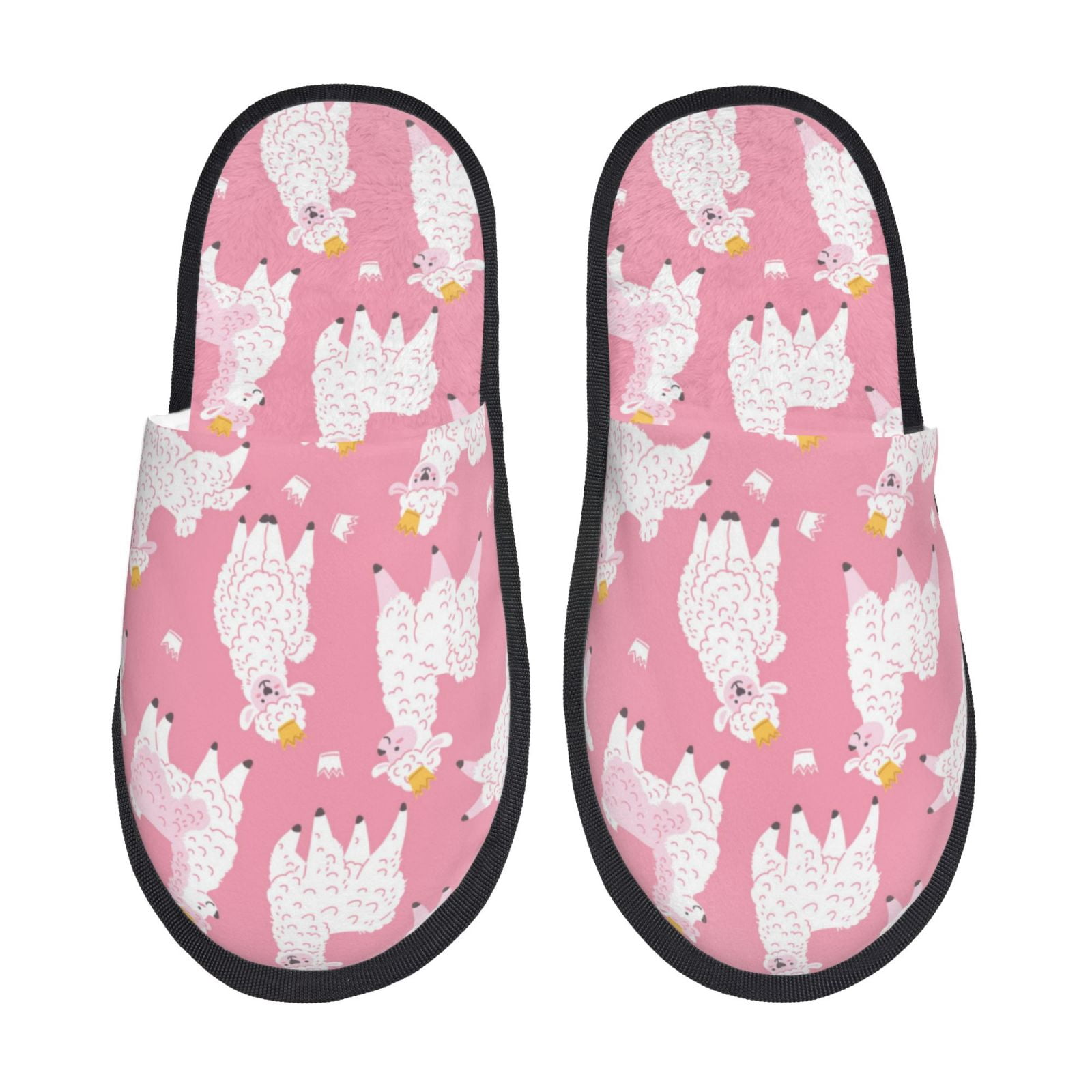 Slippers for Women Men, Happy Cute Alpaca Crown Warm Womens Mens House ...