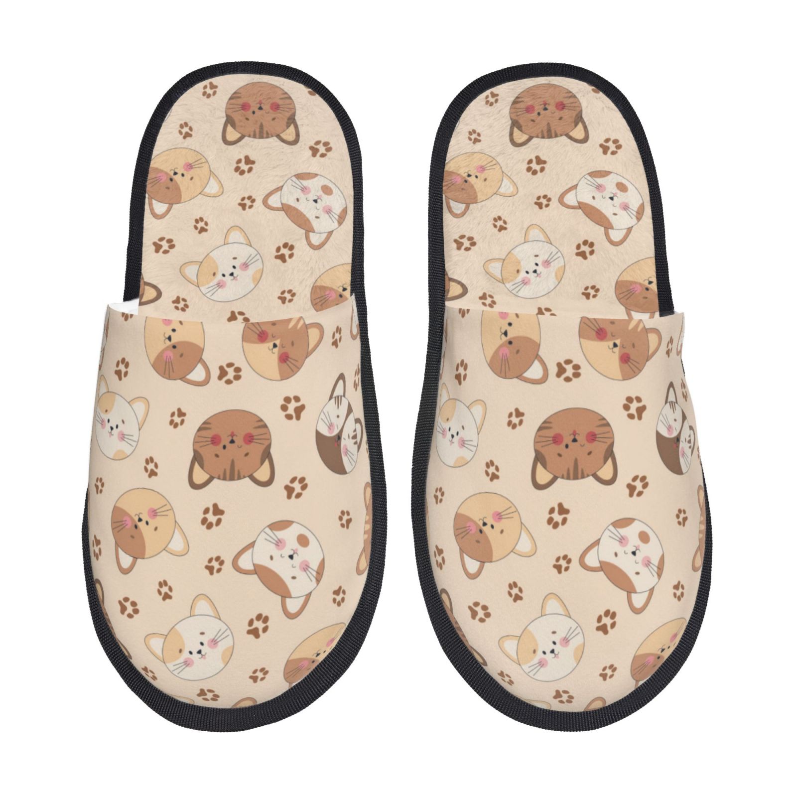 Slippers for Women Men, Kawaii Cartoon Cat Face Warm Womens Mens House ...