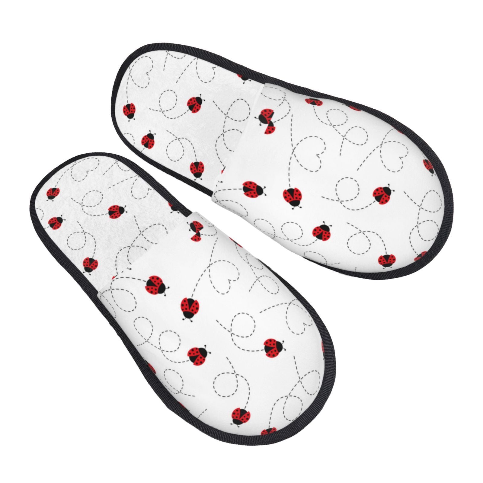 Slippers for Women Men - Ladybugs Flying On Dotted Route Warm Non-slip ...