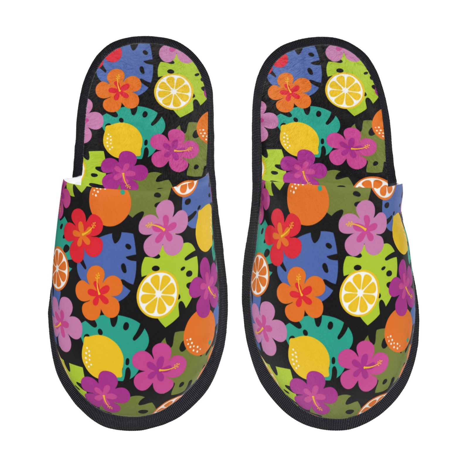 Slippers for Women Men, Lemon Flower colorful Warm Womens Mens House ...