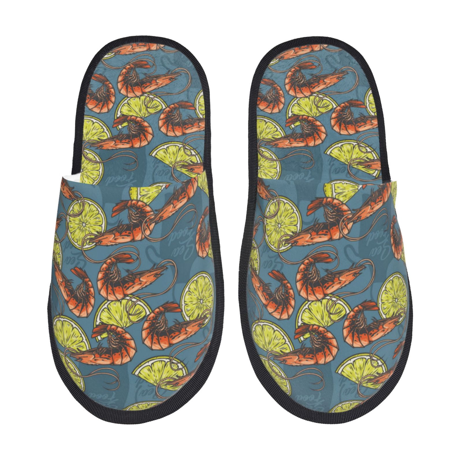 Slippers for Women Men, Lemon Sliced Shrimp Warm Womens Mens House ...