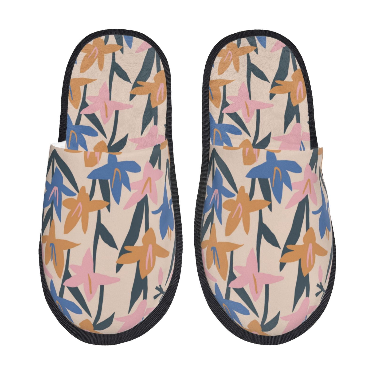 Slippers for Women Men, Lilies Flowers Blue Yellow Pink Warm Womens ...