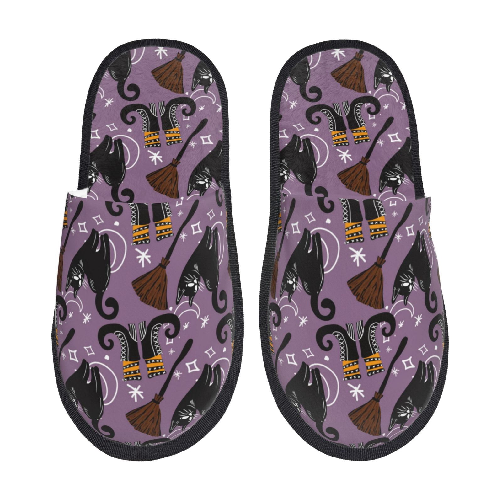 Slippers for Women Men, Magic Style Cartoon Broom Cat Warm Womens Mens ...